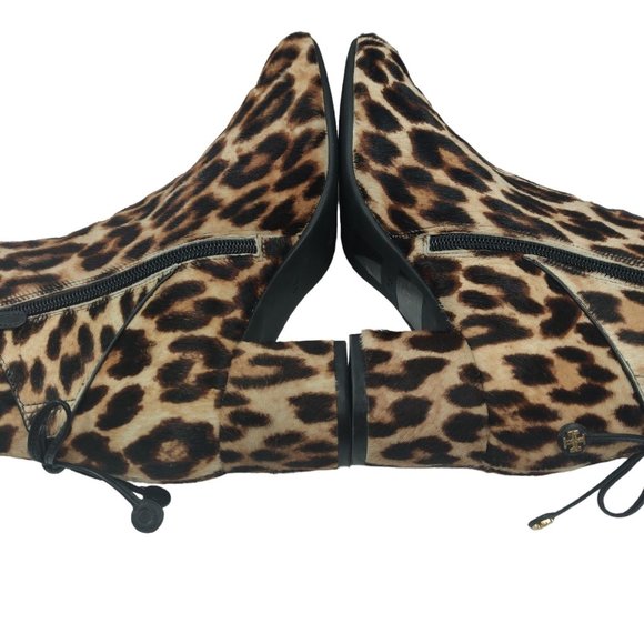 Tory Burch | Shoes | Tory Burch Womens Laila Leopard Printed Calf Hair Side Zip Ankle Bootie 75m ...